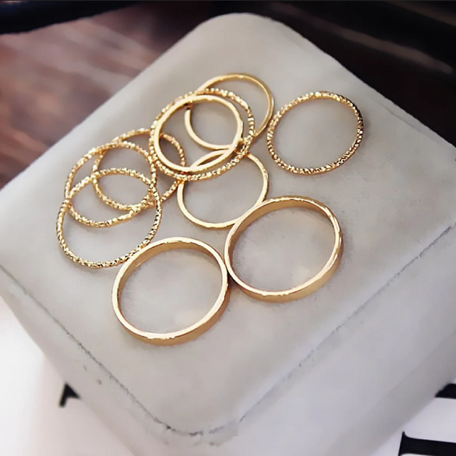 10pcs/set Minimalist Gold or Silver Ring Set, Stackable Ring Set ...
