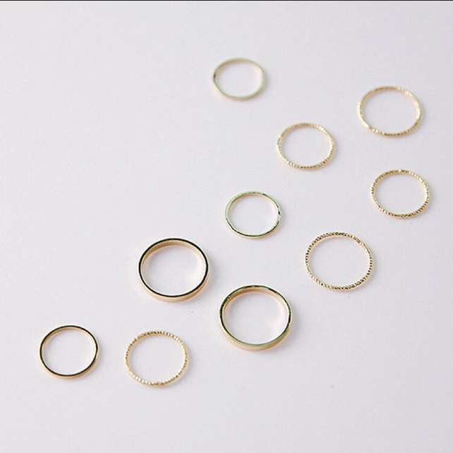 10pcs/set Minimalist Gold or Silver Ring Set, Stackable Ring Set ...