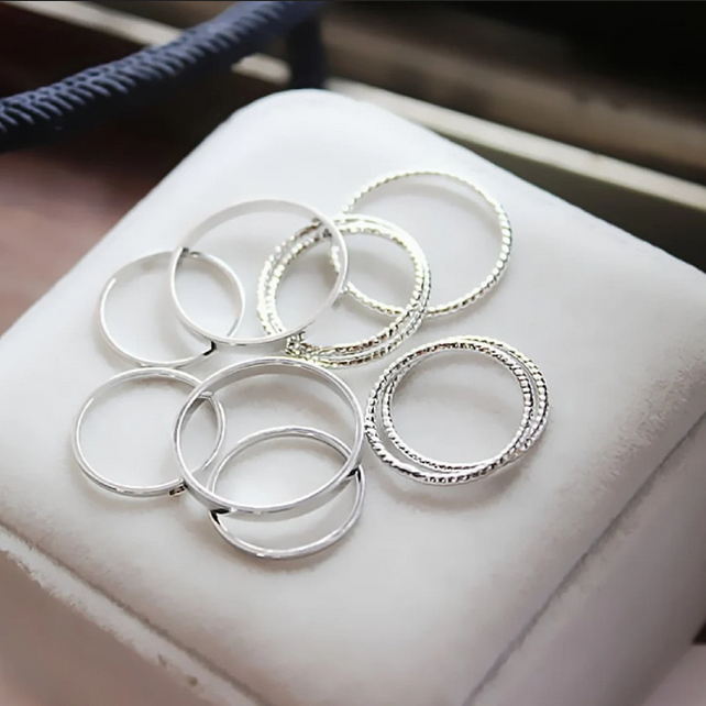 10pcs/set Minimalist Gold or Silver Ring Set, Stackable Ring Set ...