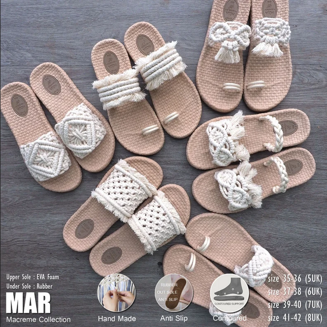 Women Handmade Macrame Sandals, Slide Toe Ring Sandals, Woven Rope ...