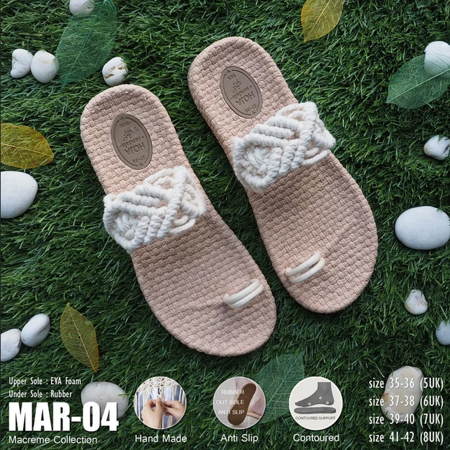 Women Handmade Macrame Sandals, Slide Toe Ring Sandals, Woven Rope ...